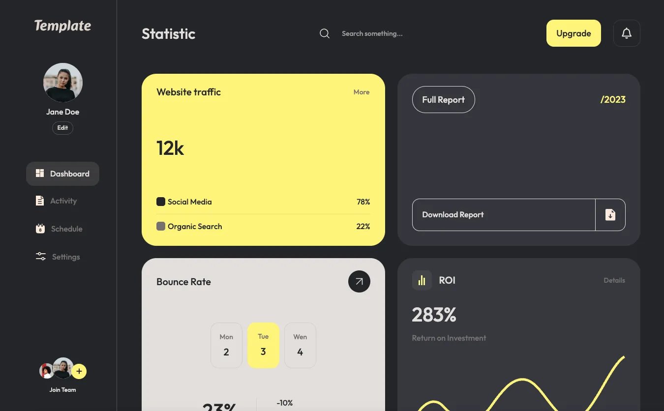 Analytics Dashboard Template | Webflow Template